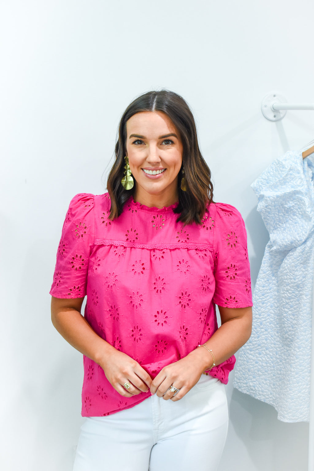 Power Of Pink Eyelet Top – Maren + Main Boutique
