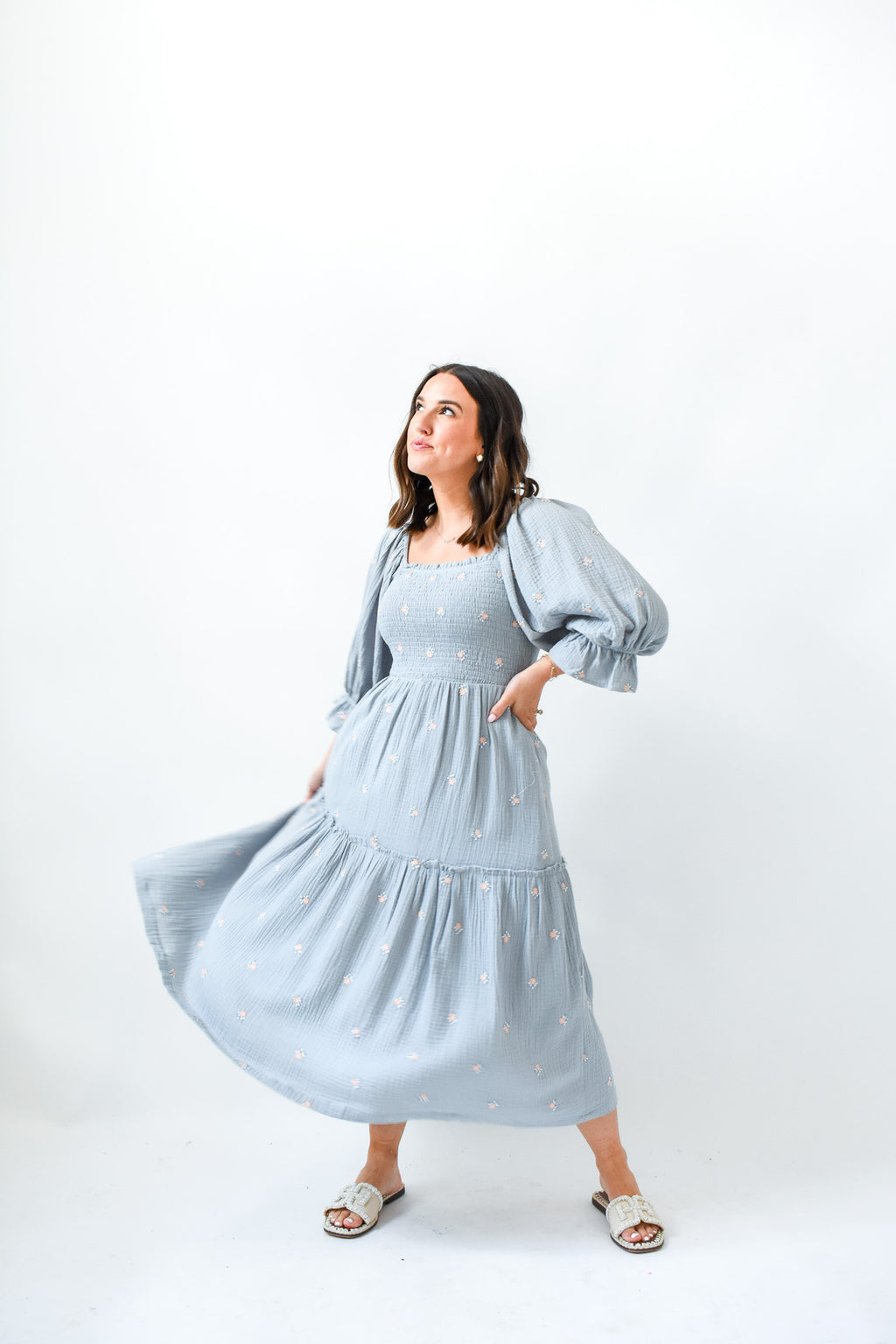 Wanderlust Floral Embroidered Midi Dress – Maren + Main Boutique