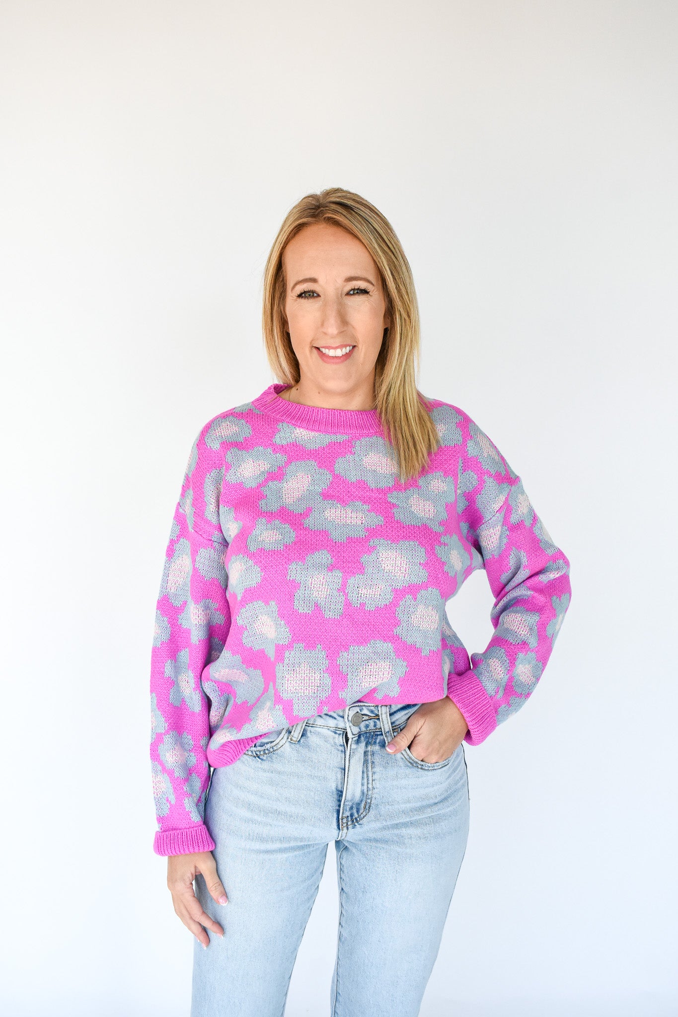 Rosy Cozy Floral Print Sweater – Maren + Main Boutique