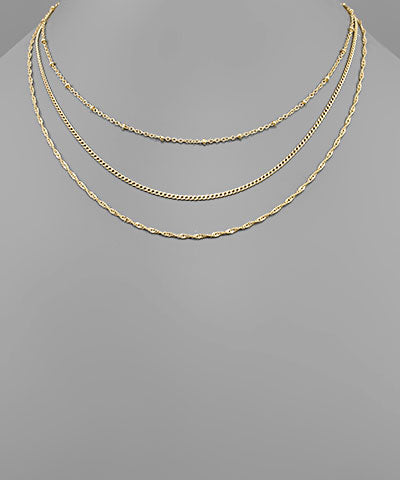3 Row Chain Layered Necklace – Maren + Main Boutique